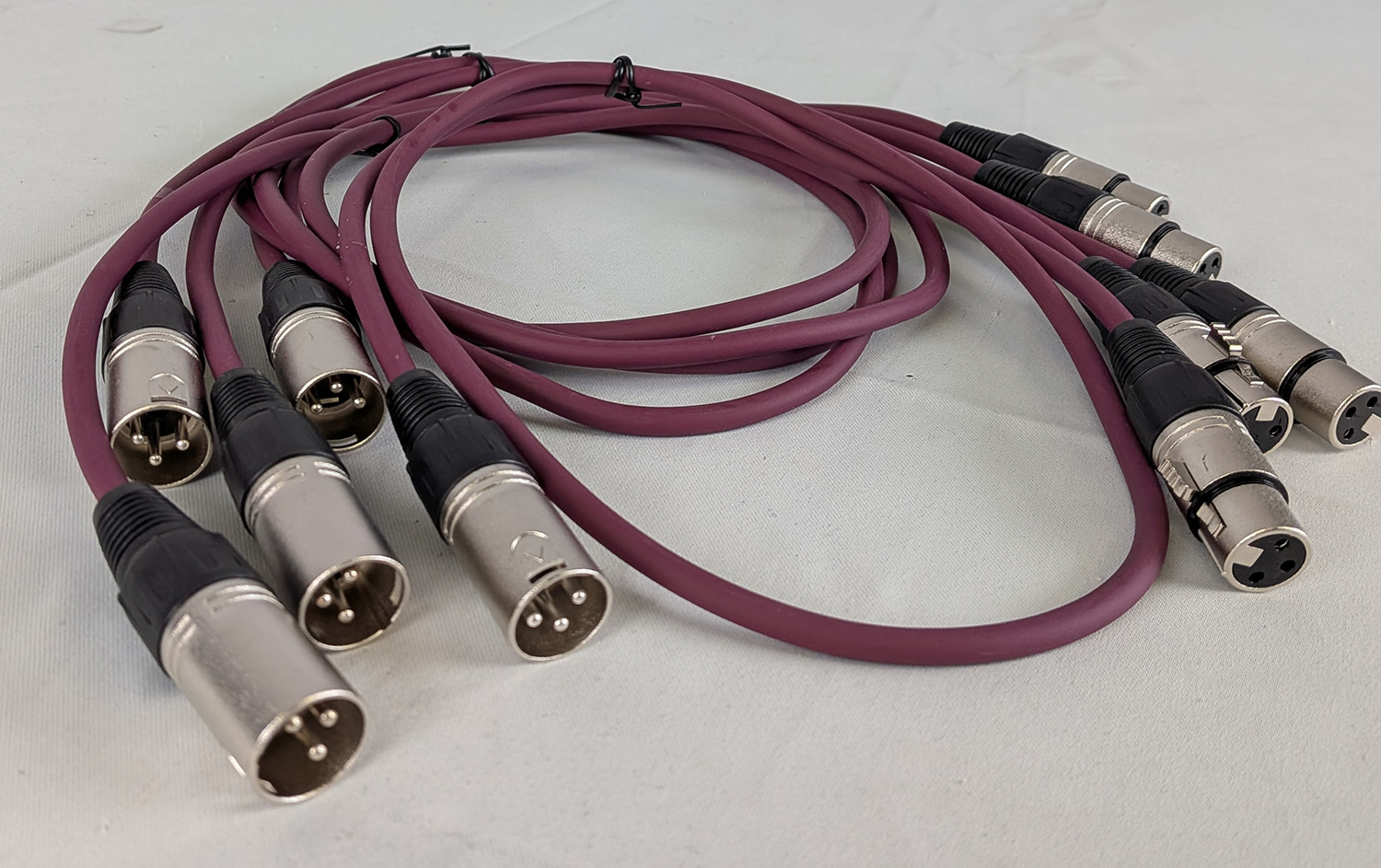 Pack of 5 XLR Patch Leads 1m Long Purple Cable with Good Metal ...
