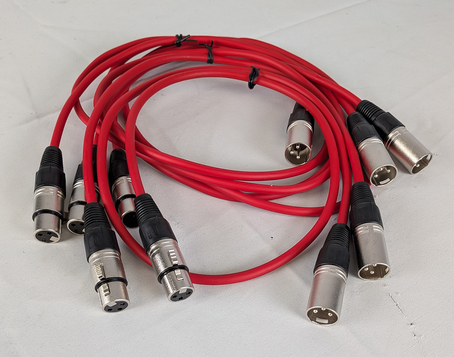 Pack of 5 XLR Patch Leads 1m Long Red Cable with Good Metal Connectors ...