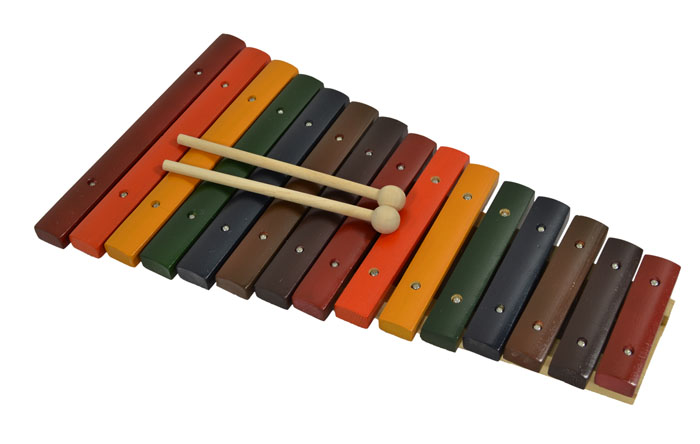 15 Note Wooden Xylophone Handmade Colour Coded Complete with Beaters ...